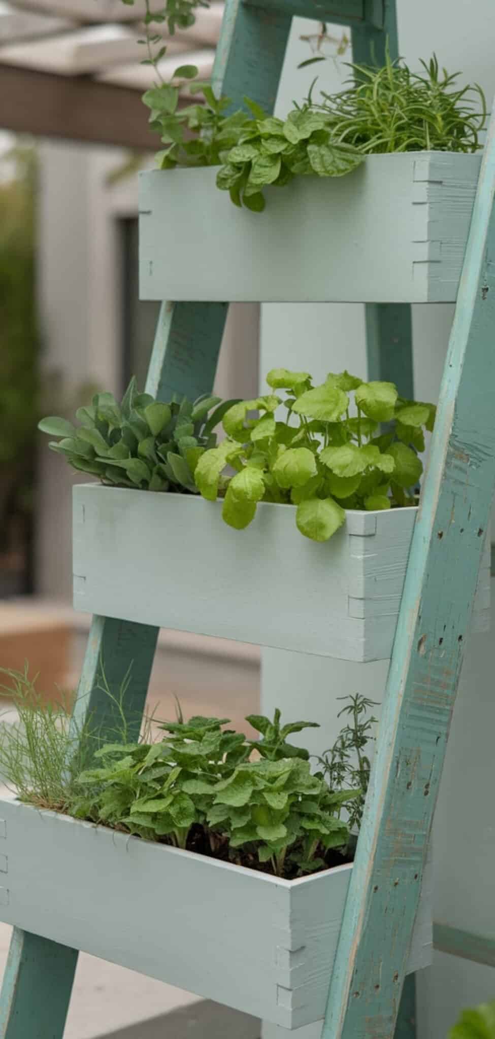 17 Creative Ladder Herb Gardening Ideas On a Budget - The Mega Mom