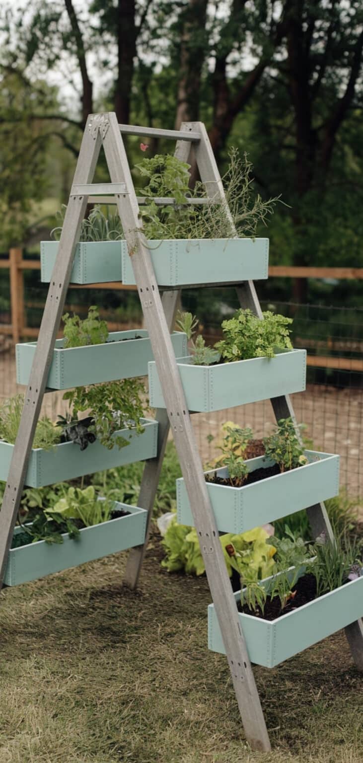 17 Creative Ladder Herb Gardening Ideas On a Budget - The Mega Mom