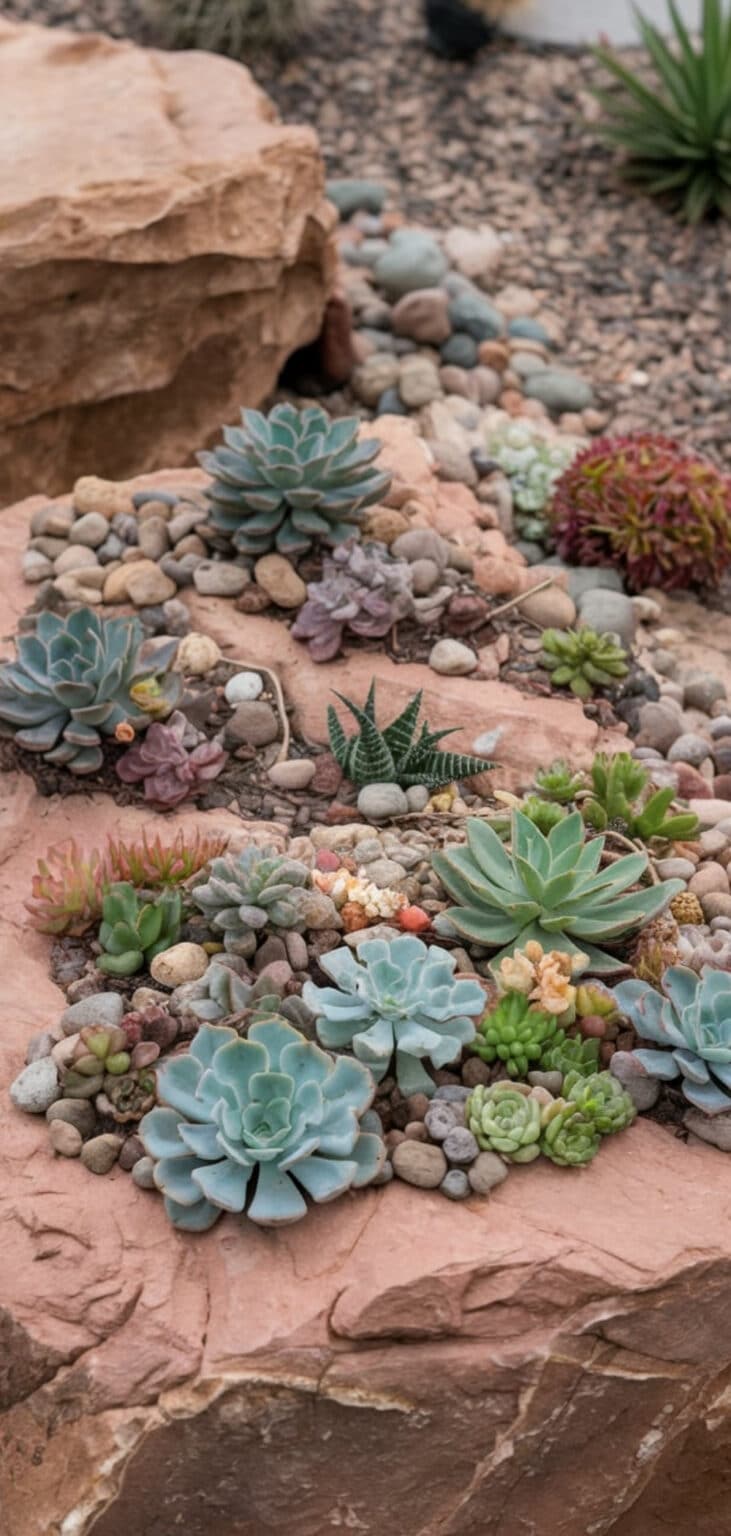 14 Beautiful Rock Succulent Landscape Design Ideas - The Mega Mom