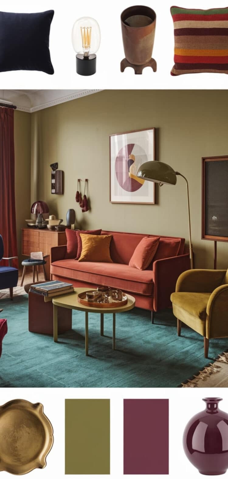 18 Playful Retro Apartment Eclectic Living Room Ideas - The Mega Mom