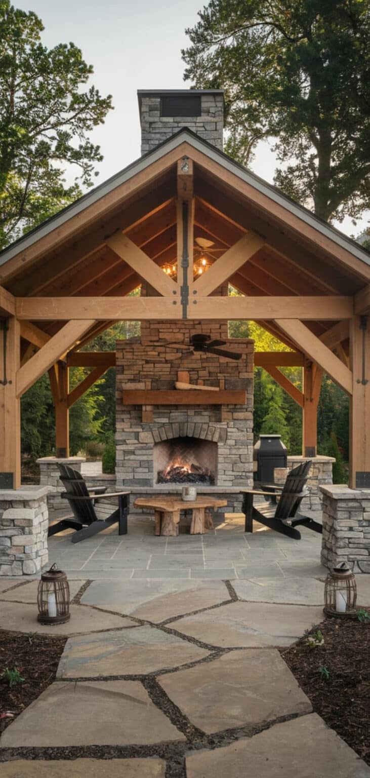18 Stunning Outdoor Pavilion with Fireplace Ideas - The Mega Mom