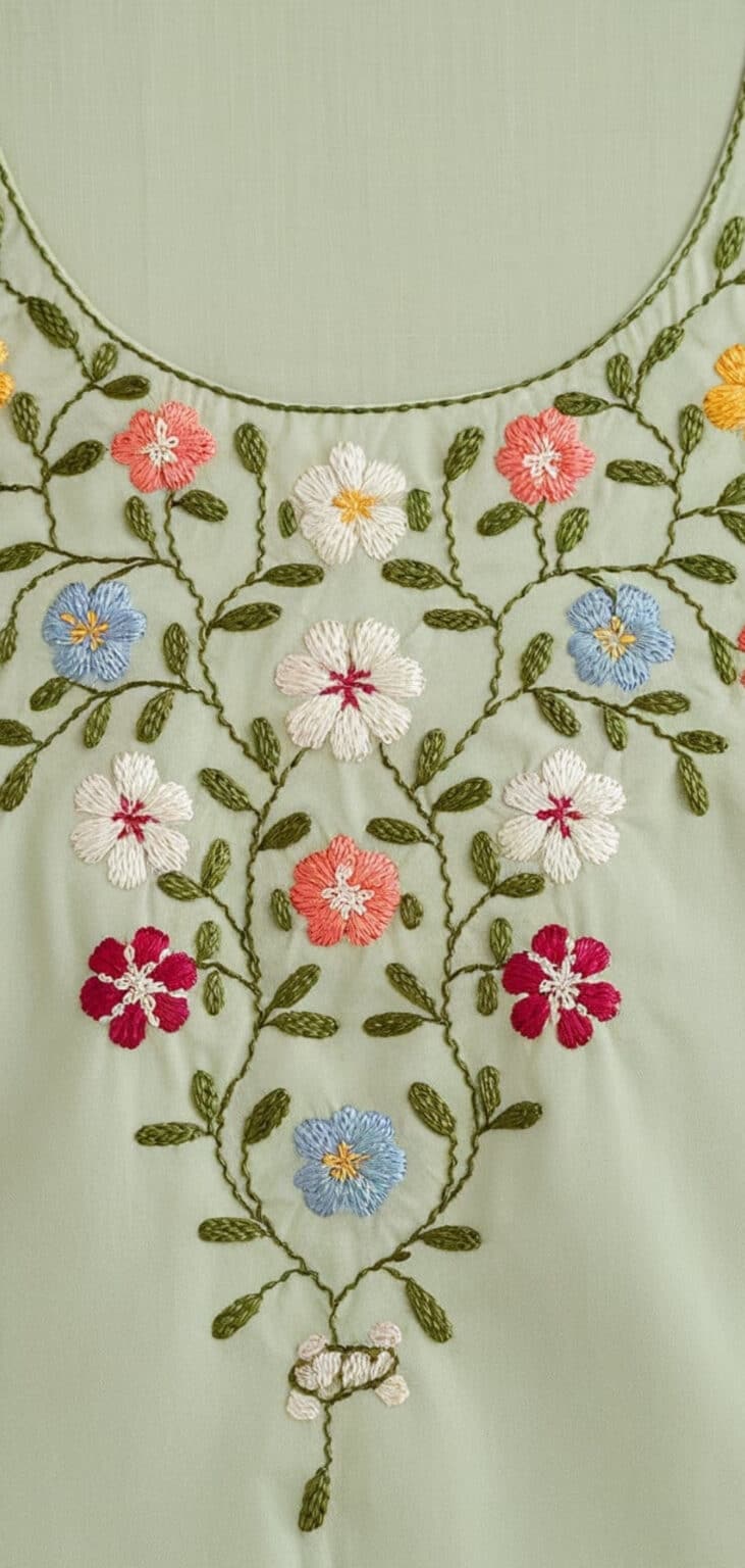 15 Beautiful Round Neck Embroidery Designs Ideas - The Mega Mom