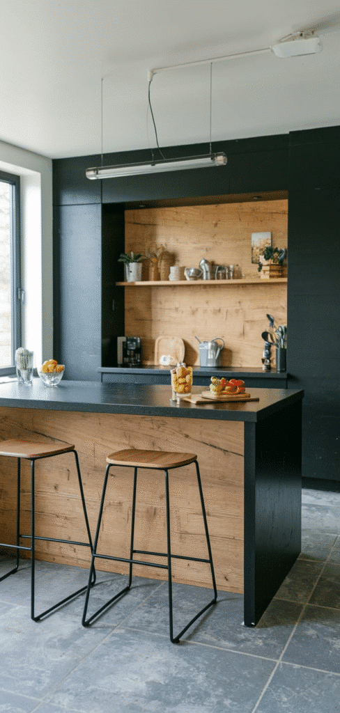 15 Modern Black and Wood Kitchen Ideas - The Mega Mom