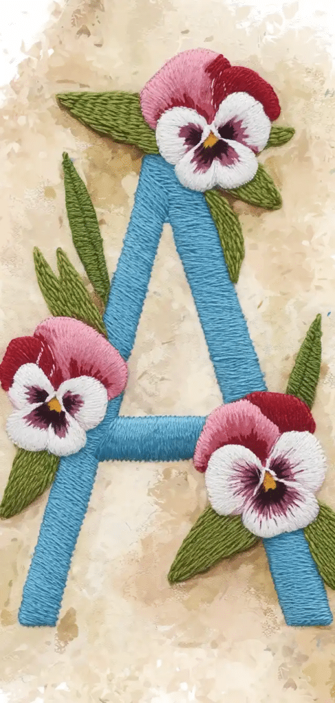 12 Easy Alphabet Embroidery with Flowers and Leaves - The Mega Mom