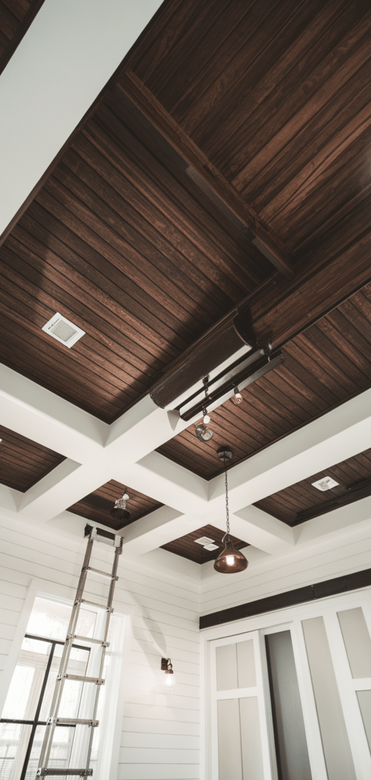 14 Creative DIY Wood Plank Ceiling Ideas - The Mega Mom