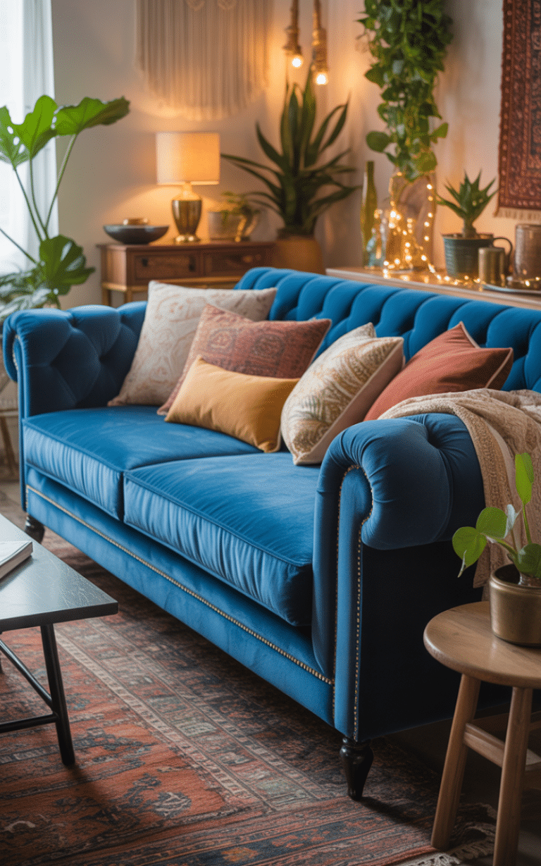16 Stunning Boho Blue Living Room Ideas - The Mega Mom